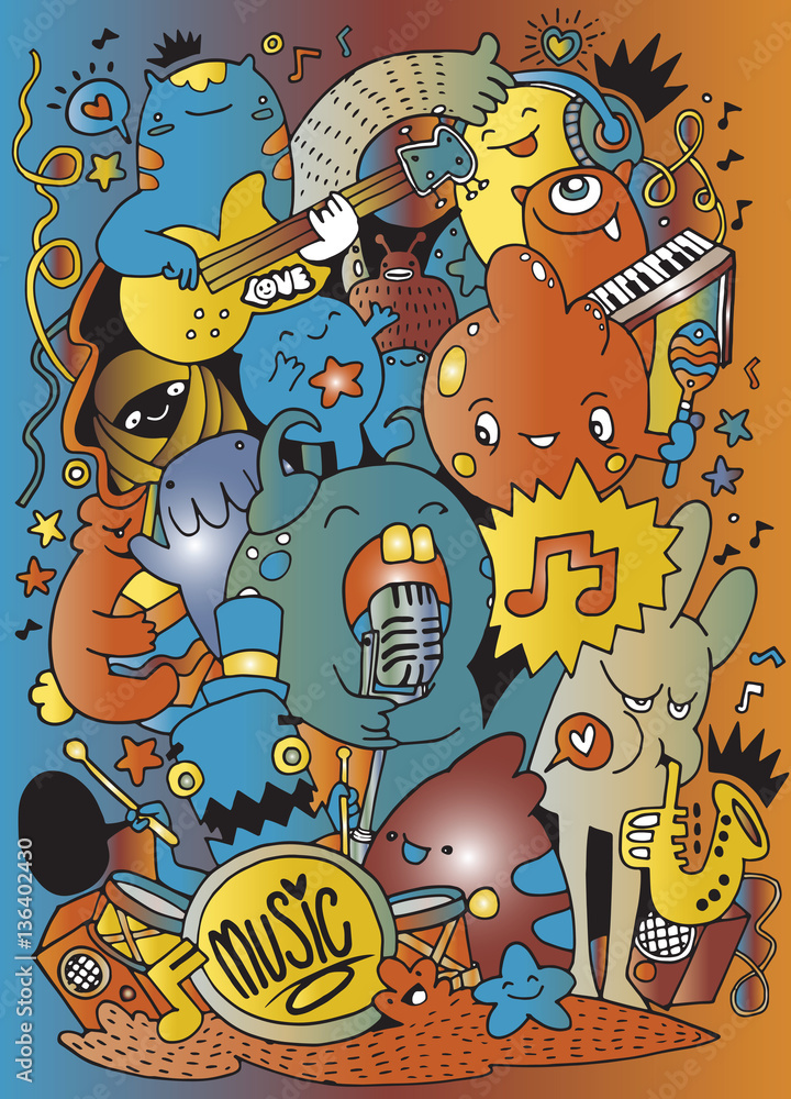 Abstract Music Background ,Collage with musical instruments.Hand Stock ...
