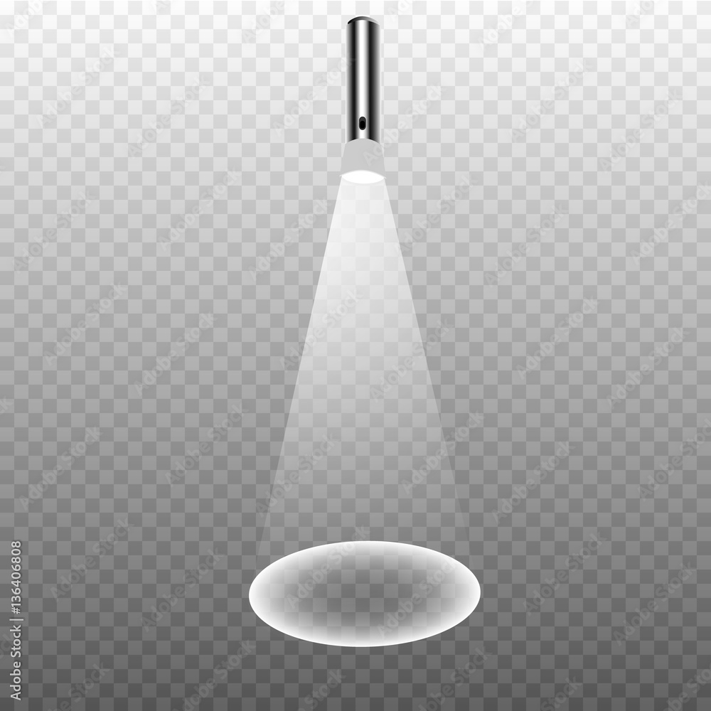 Black flashlight on transparent background. Light effect. Vector ...