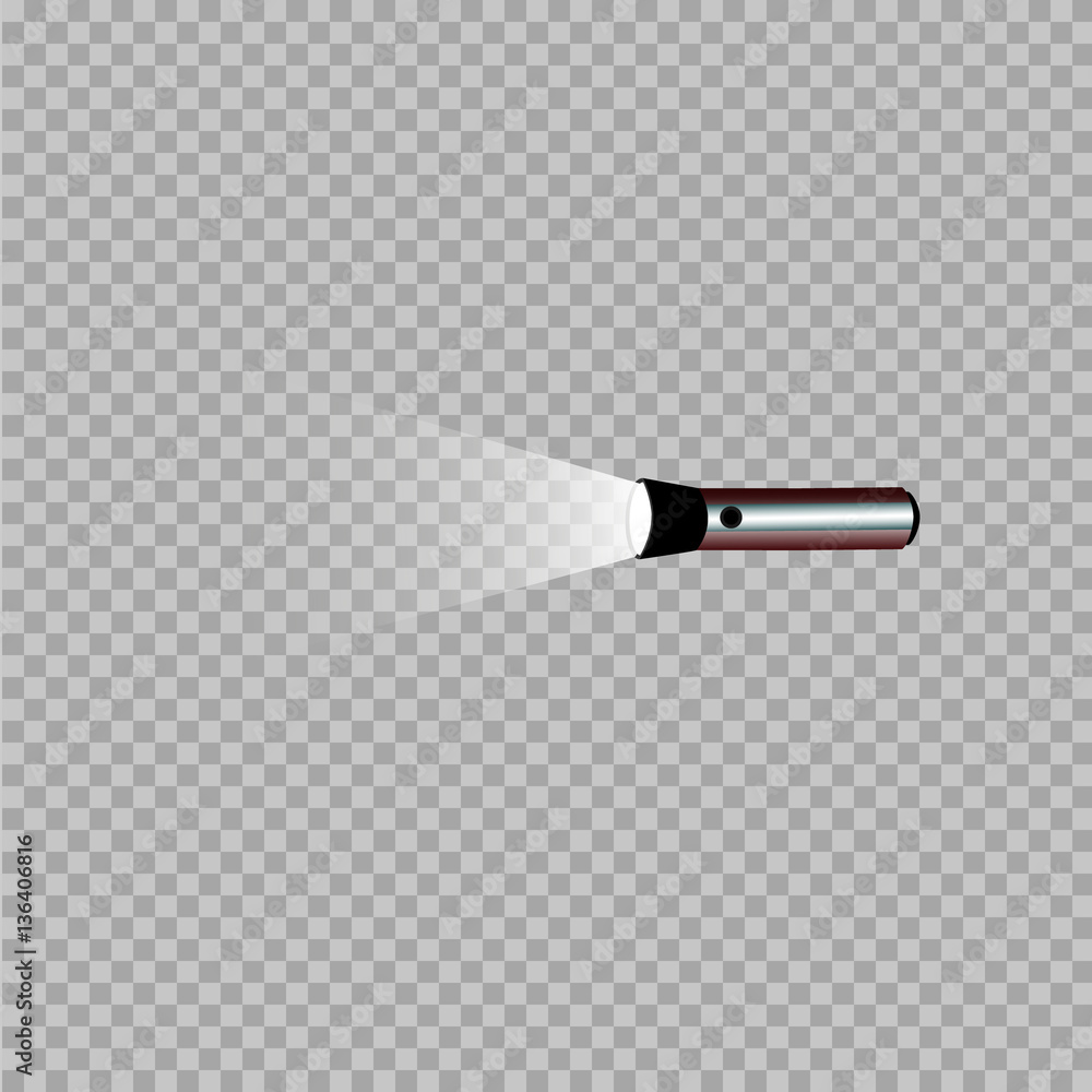Black flashlight on transparent background. Light effect. Vector ...