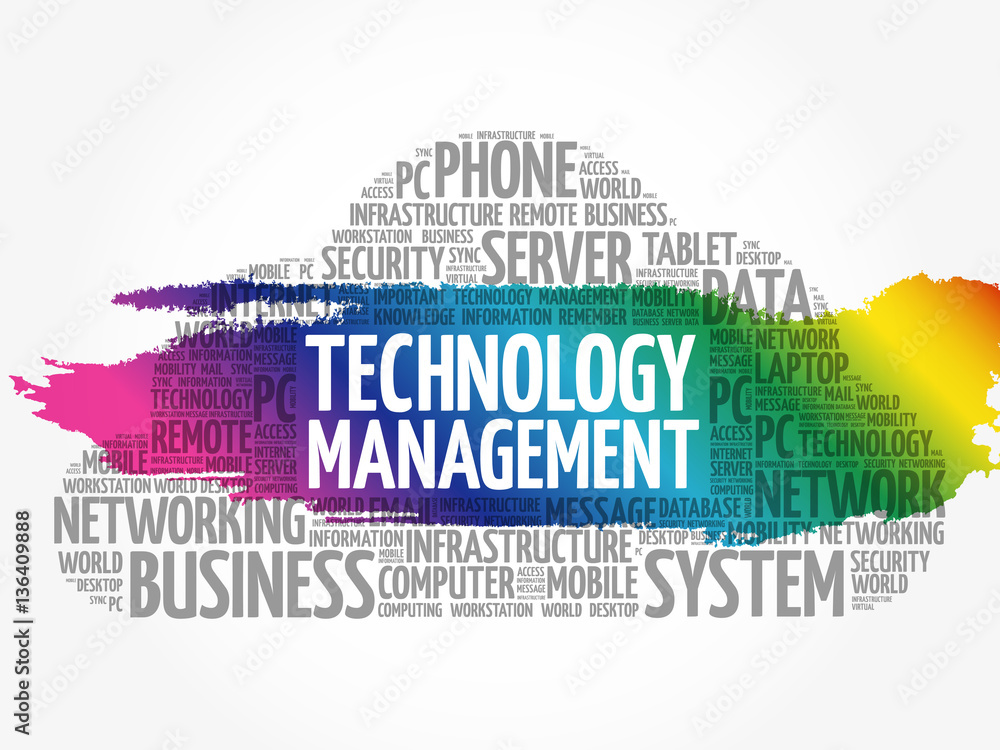Technology Management word cloud, business concept background Stock ...