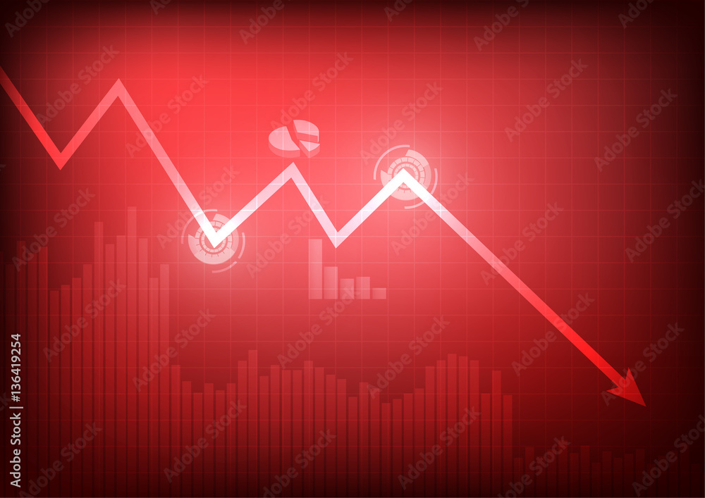Vector : Decreasing business graph on red background Stock Vector ...