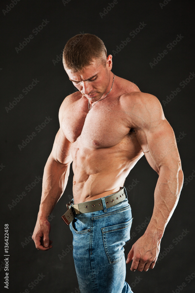 Super handsome man with muscular body, great shape, fitness model Stock ...