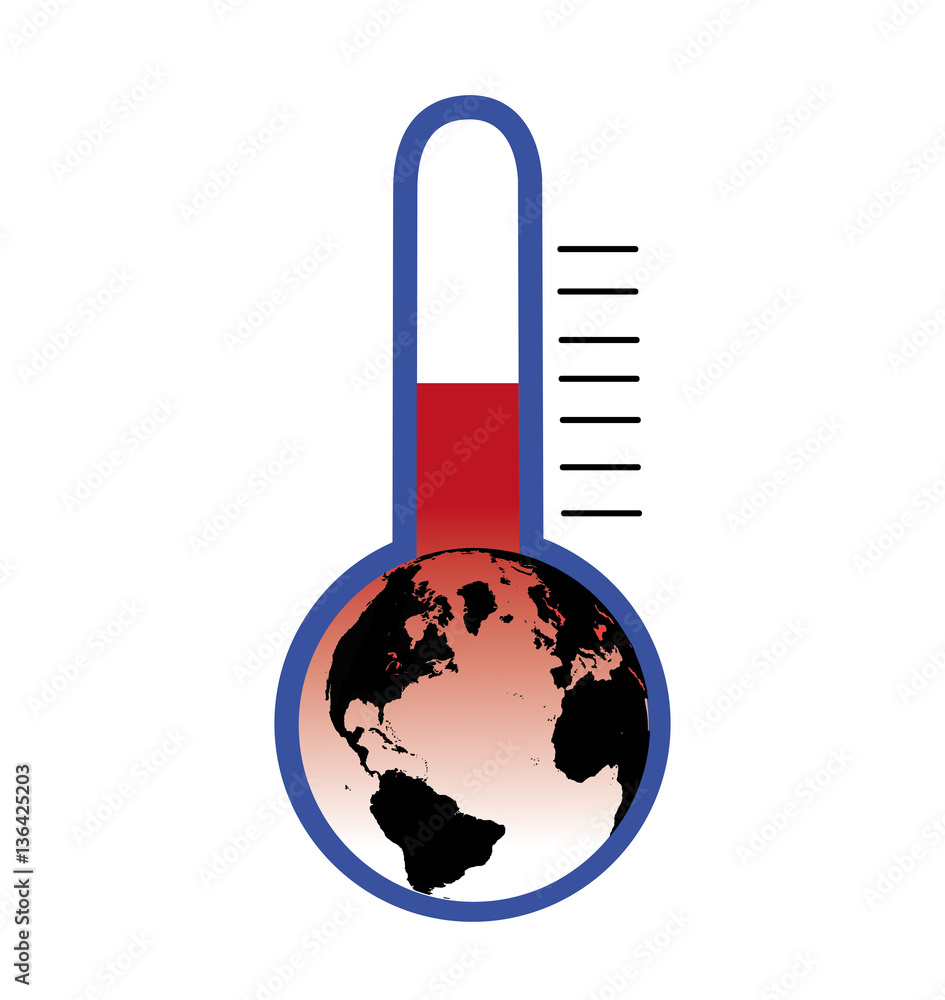 Earth in the Shape of a Thermometer on White Background 3D Illustration ...
