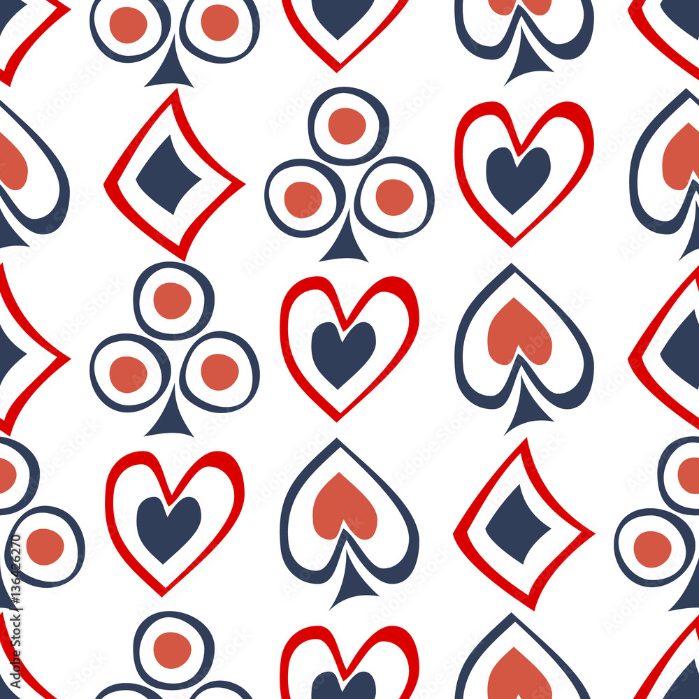 Seamless vector pattern with icons of playings cards. background with ...