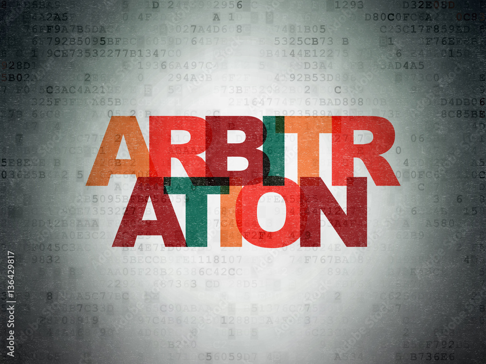 Law concept: Arbitration on Digital Data Paper background Stock ...