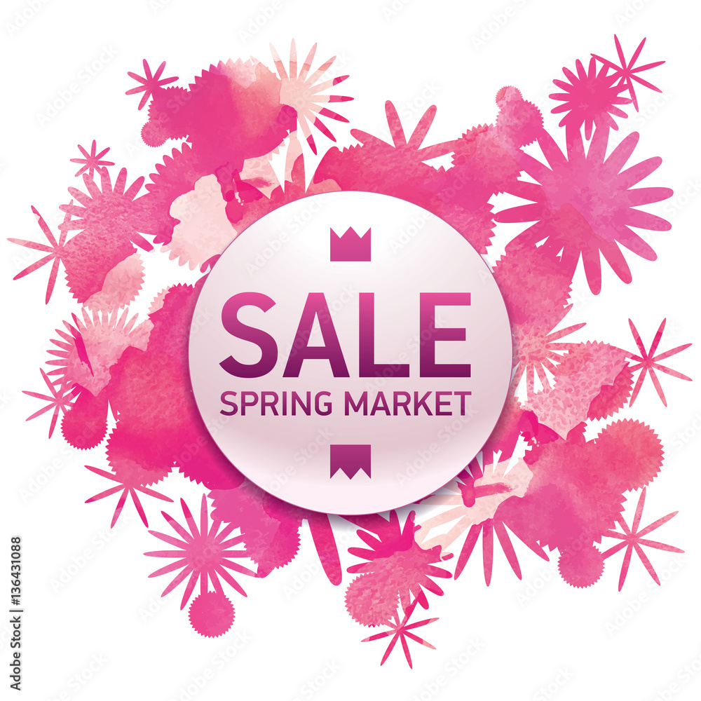 Spring market, seasons sale, bouquet of flowers, handmade painted ...