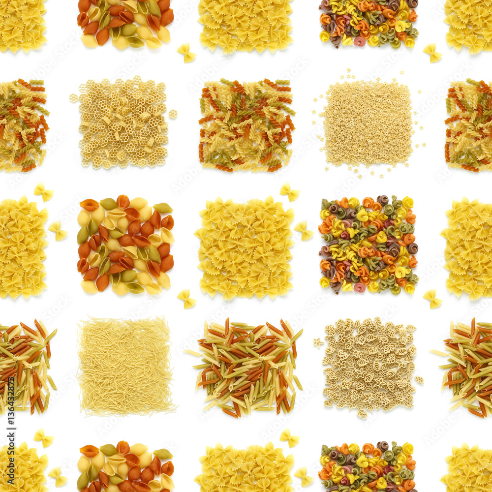 seamless texture of Pasta squares isolated on a white background Stock ...