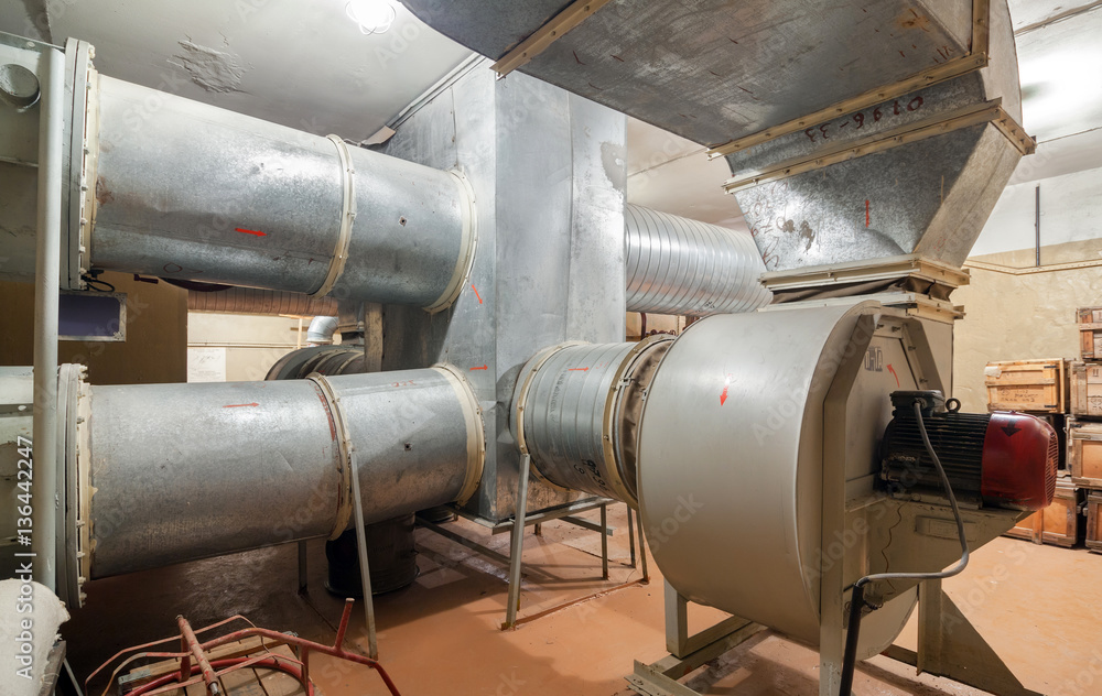 The industrial air ventilation system with supply fan in underground ...