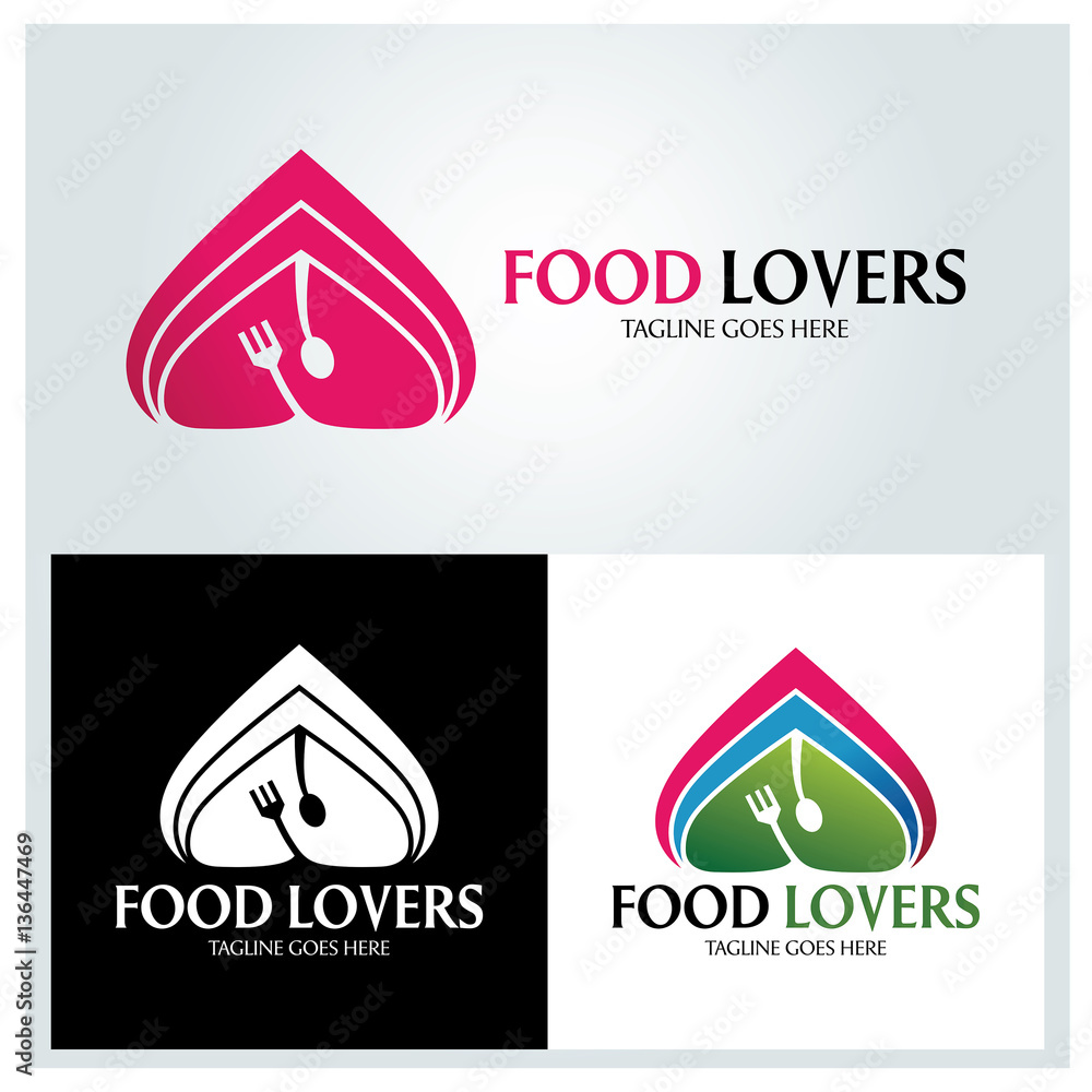 Food lovers logo design template. Vector illustration Stock Vector ...