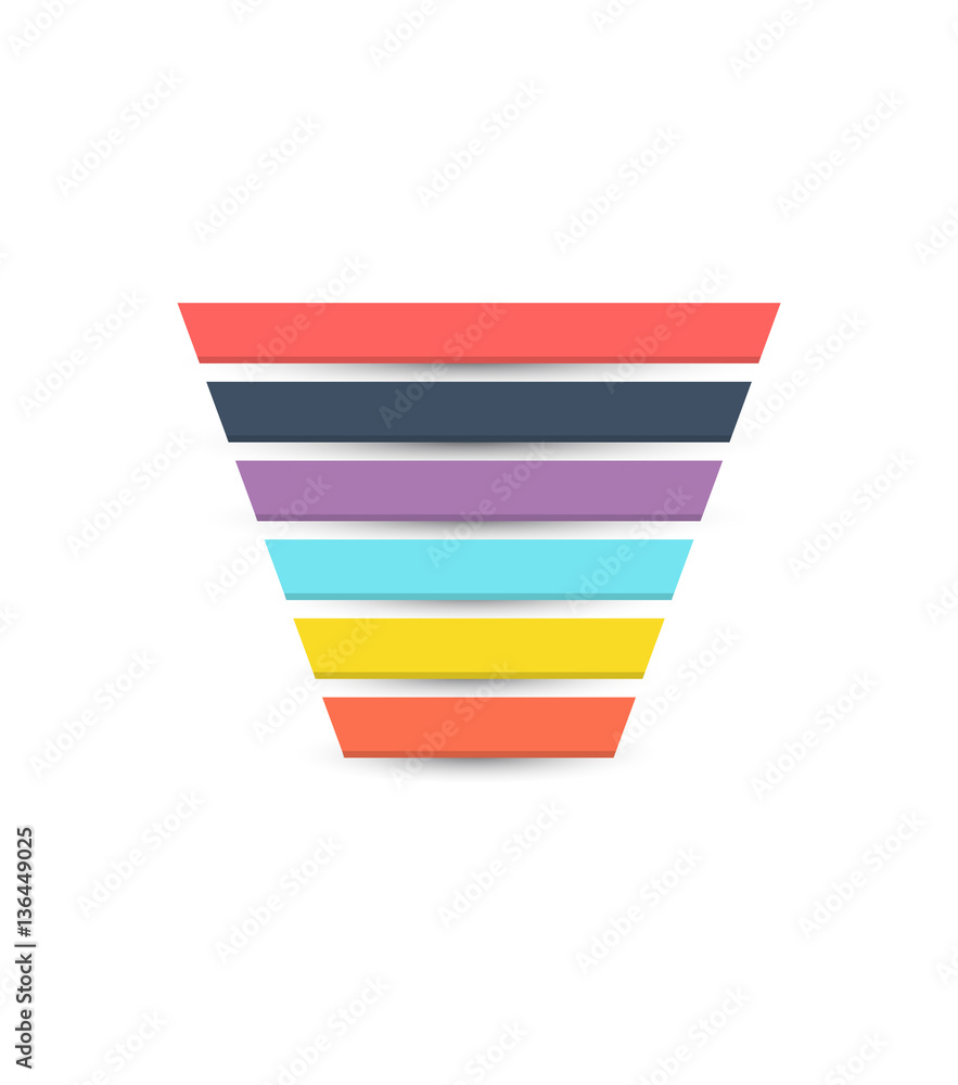 Sales Funnel with 6 stages of the sales process. Vector illustration ...
