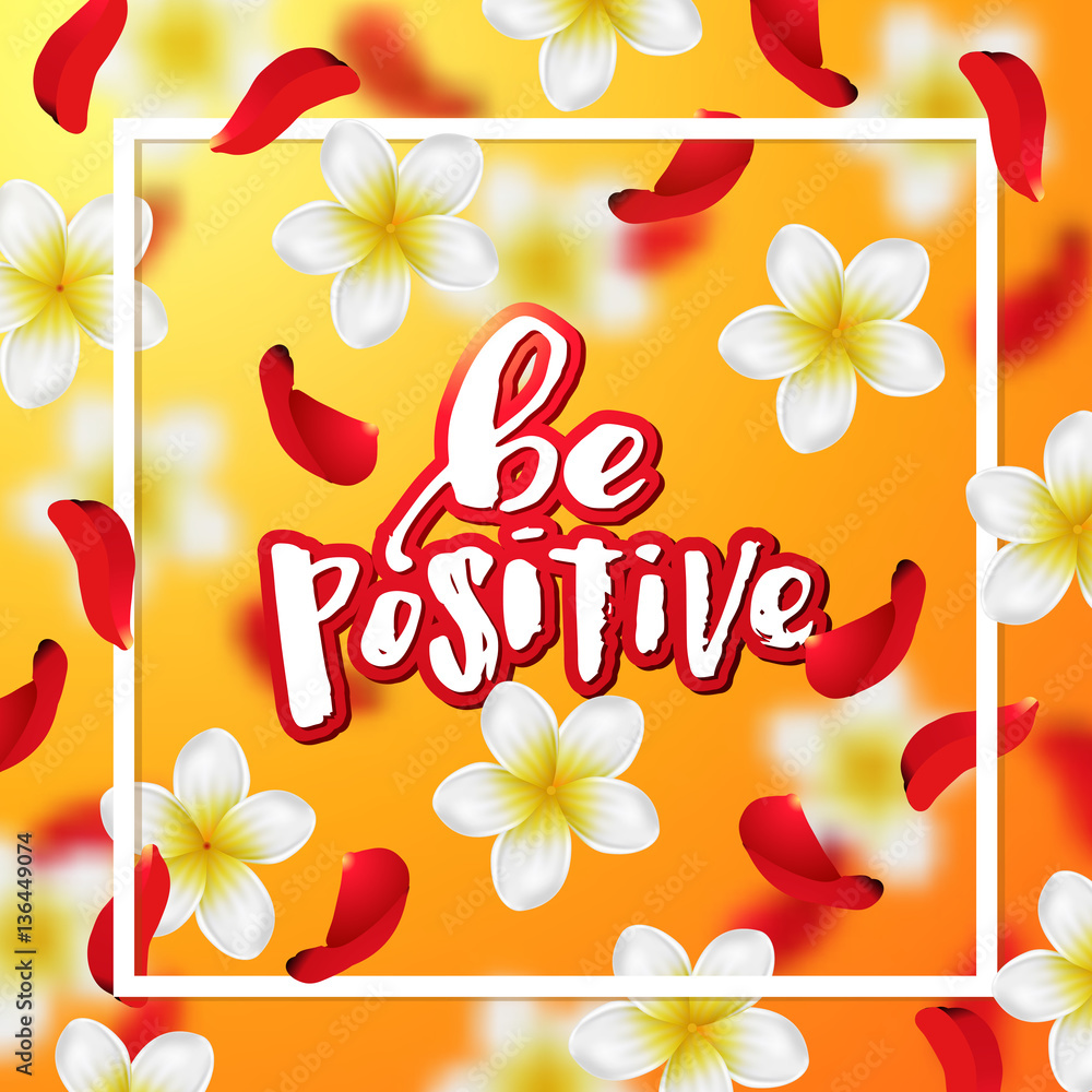 Summer and spring background with tropical flowers and rose petals ...