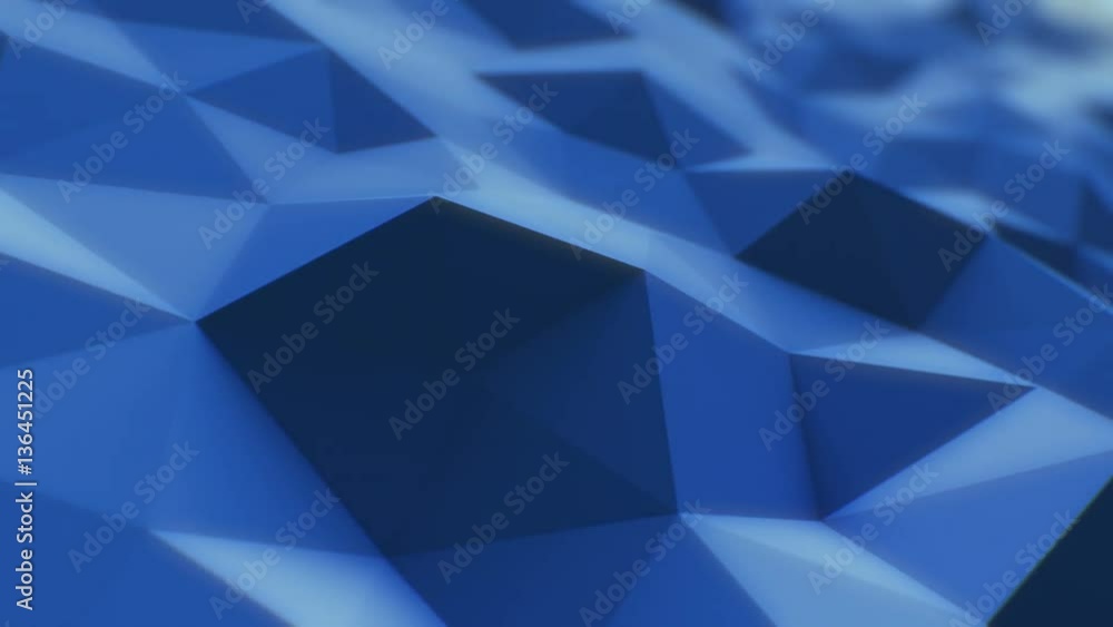 Blue Low Poly Surface Slow Moving in Looped 3d Animation. Seamless ...