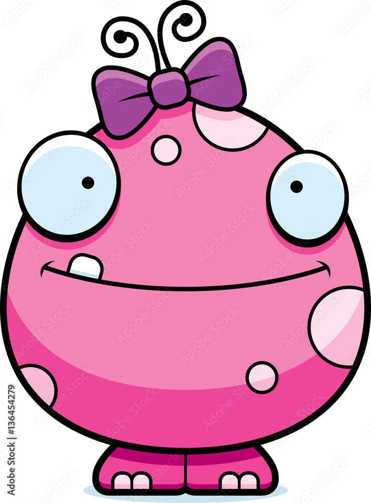 Happy Cartoon Baby Girl Monster Stock-Vektorgrafik | Adobe Stock