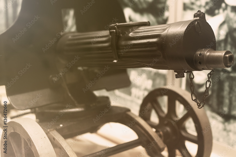 Poster Old machine Gun. Maxim gun. First World War Machine gun. – Wall ...