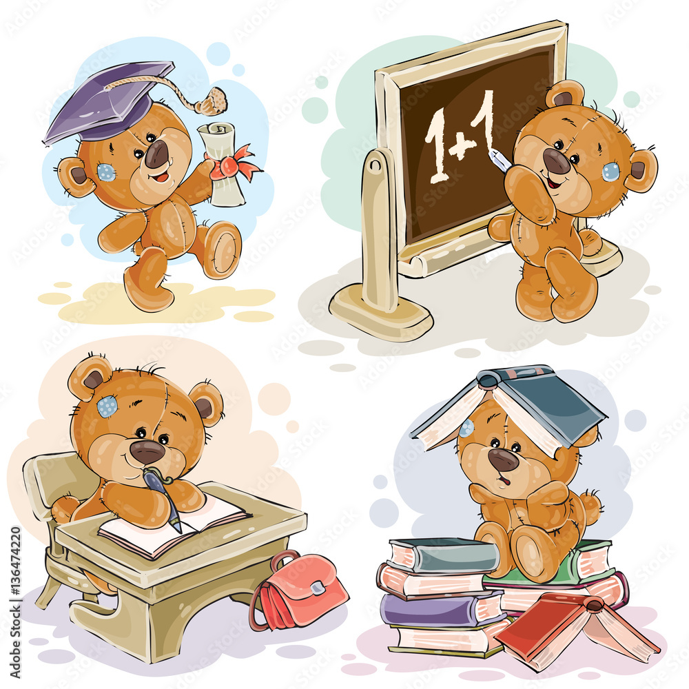 Vector set of numbers with a fun teddy bear Stock Vector | Adobe Stock