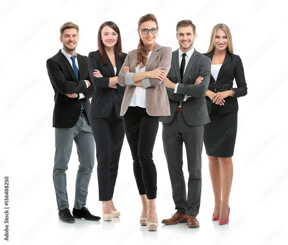 Group of smiling business people. Isolated over white background Stock ...