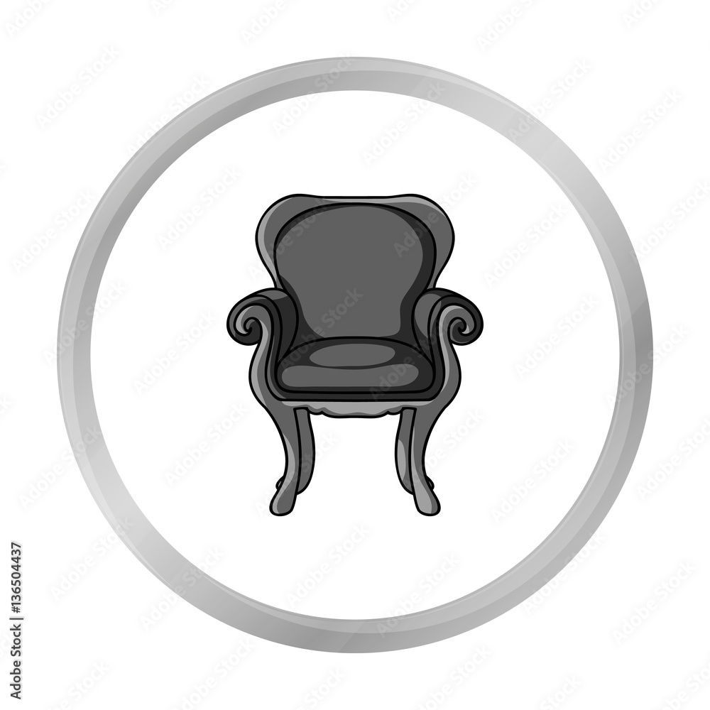 Wing-back chair icon in monochrome style isolated on white background ...