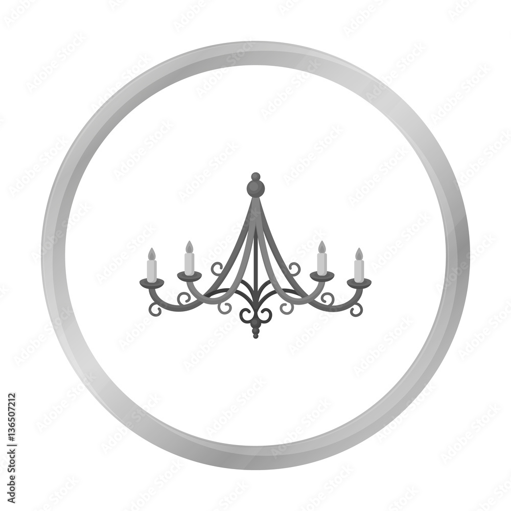 Chandelier icon in monochrome style isolated on white background. Light ...