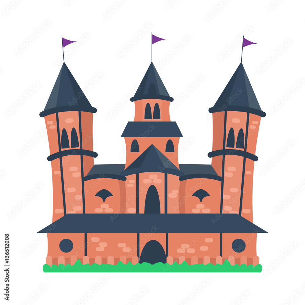 Cartoon castle architecture vector illustration Stock Vector | Adobe Stock