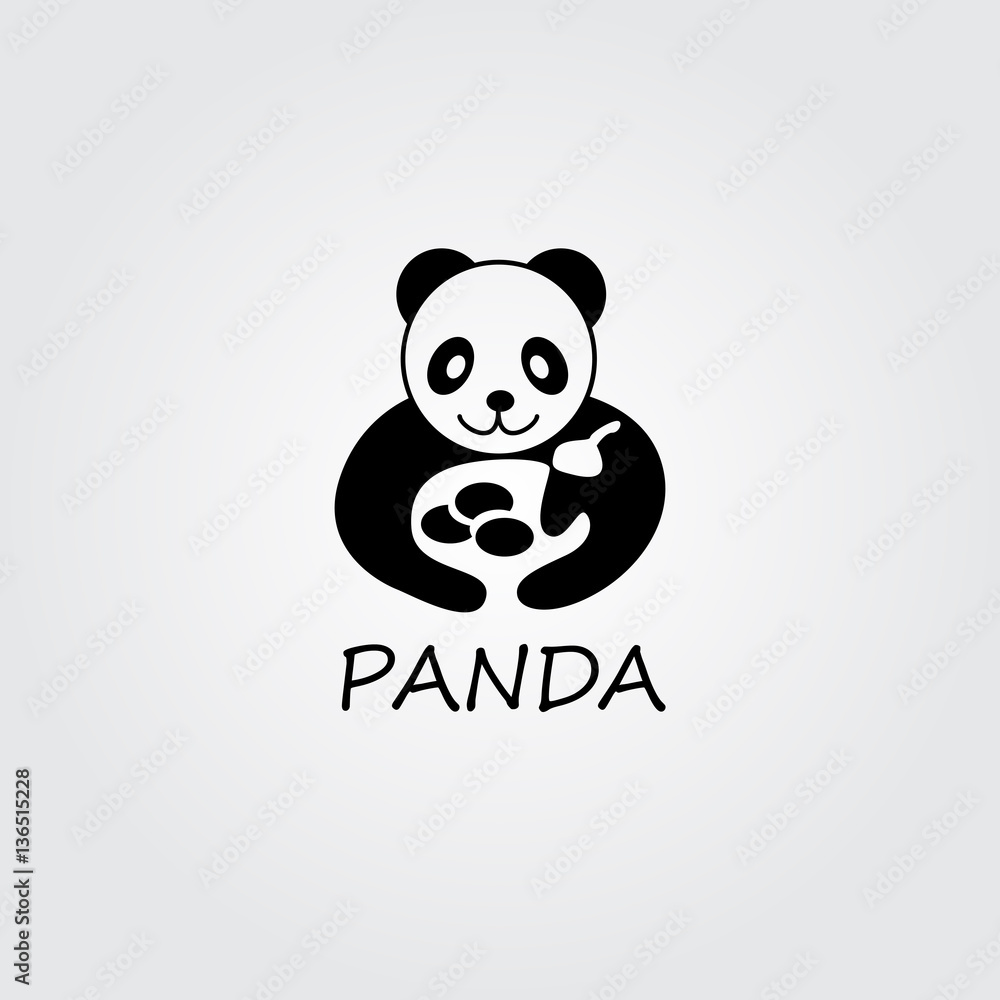 Simple sign a panda logo with food - design template Stock Vector ...