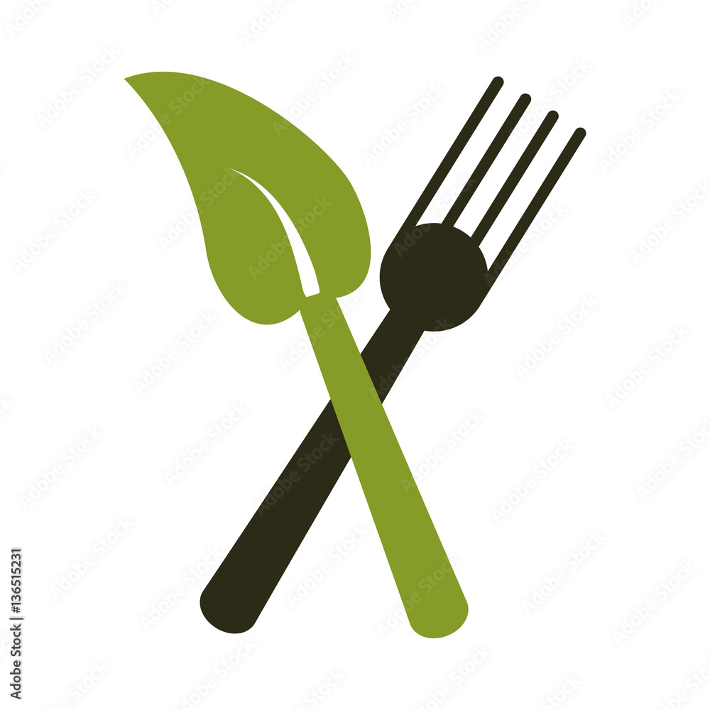 fork leave healthy food symbol vector illustration eps 10 Stock Vector ...