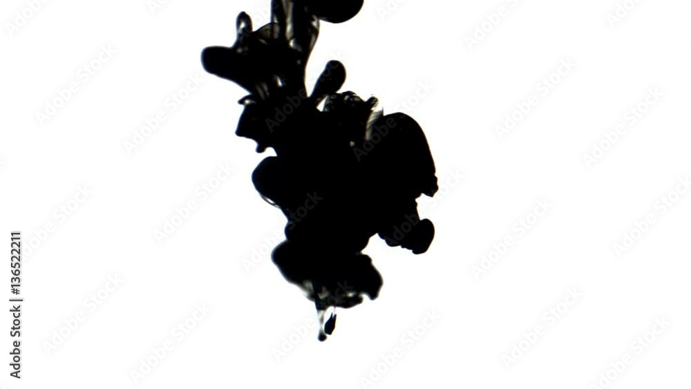 Black inks in water 4K. A drop of black ink in water in slow motion ...