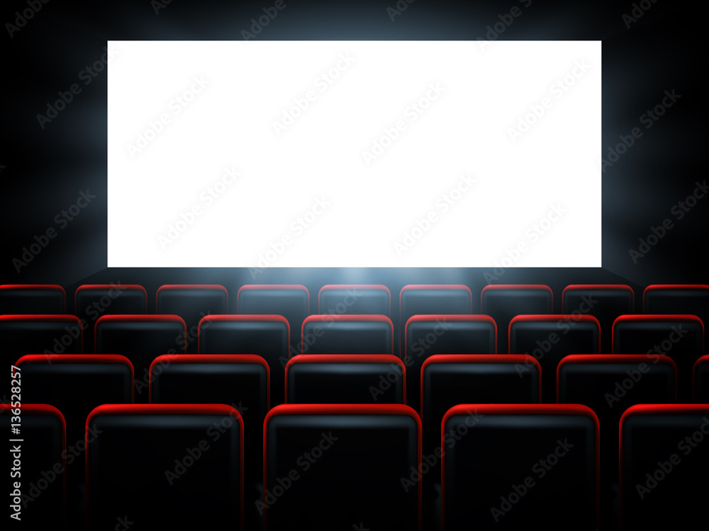 Movie cinema premiere poster design with white screen. Vector ...