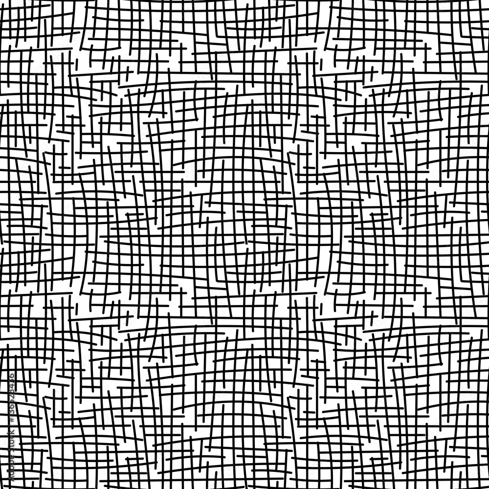 Seamless pattern with hand drawn lines. Vector illustration. Black and ...