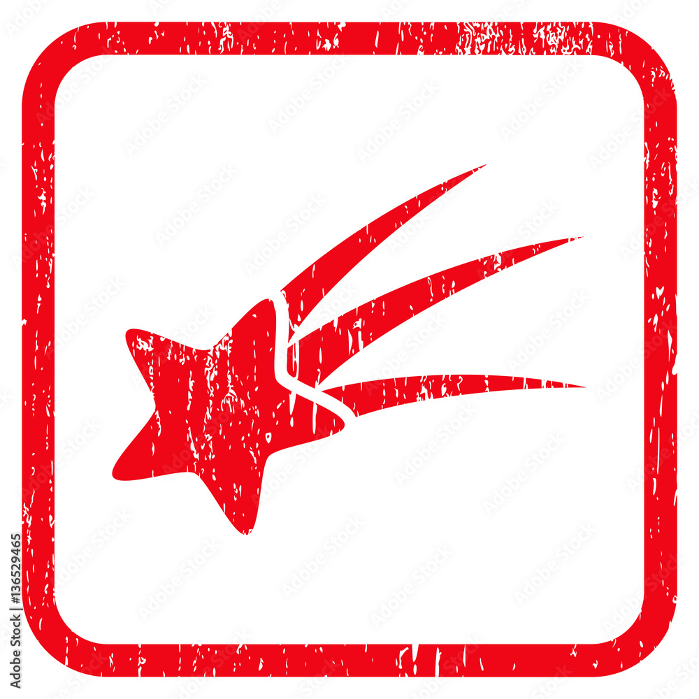 Falling Star rubber watermark. Vector pictogram symbol inside rounded ...