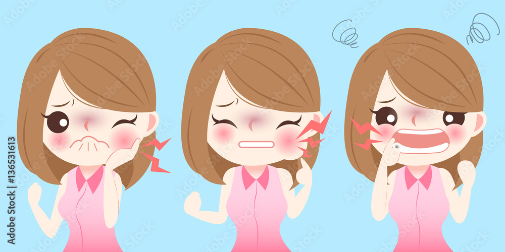 Cartoon girl have toothache Stock Vector | Adobe Stock