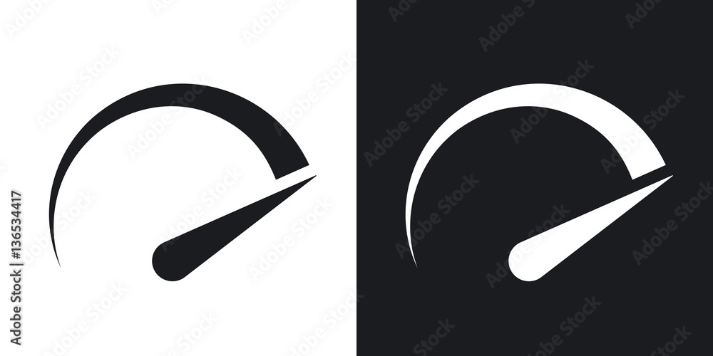 Speedometer icon, vector. Two-tone version on black and white ...