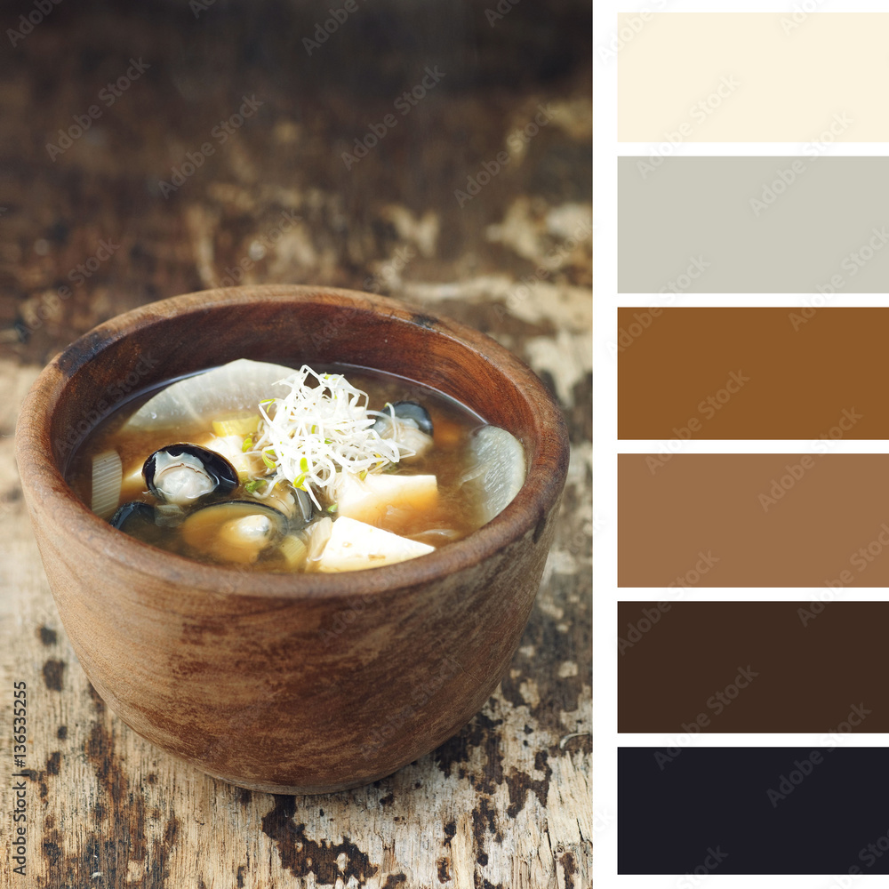 Japanese traditional miso soup, color palette Stock Photo | Adobe Stock