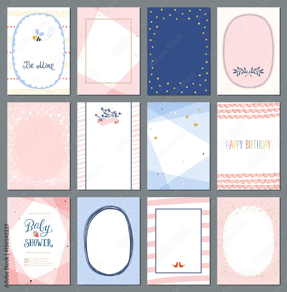 Universal vertical cards templates. Use for invitations design ...