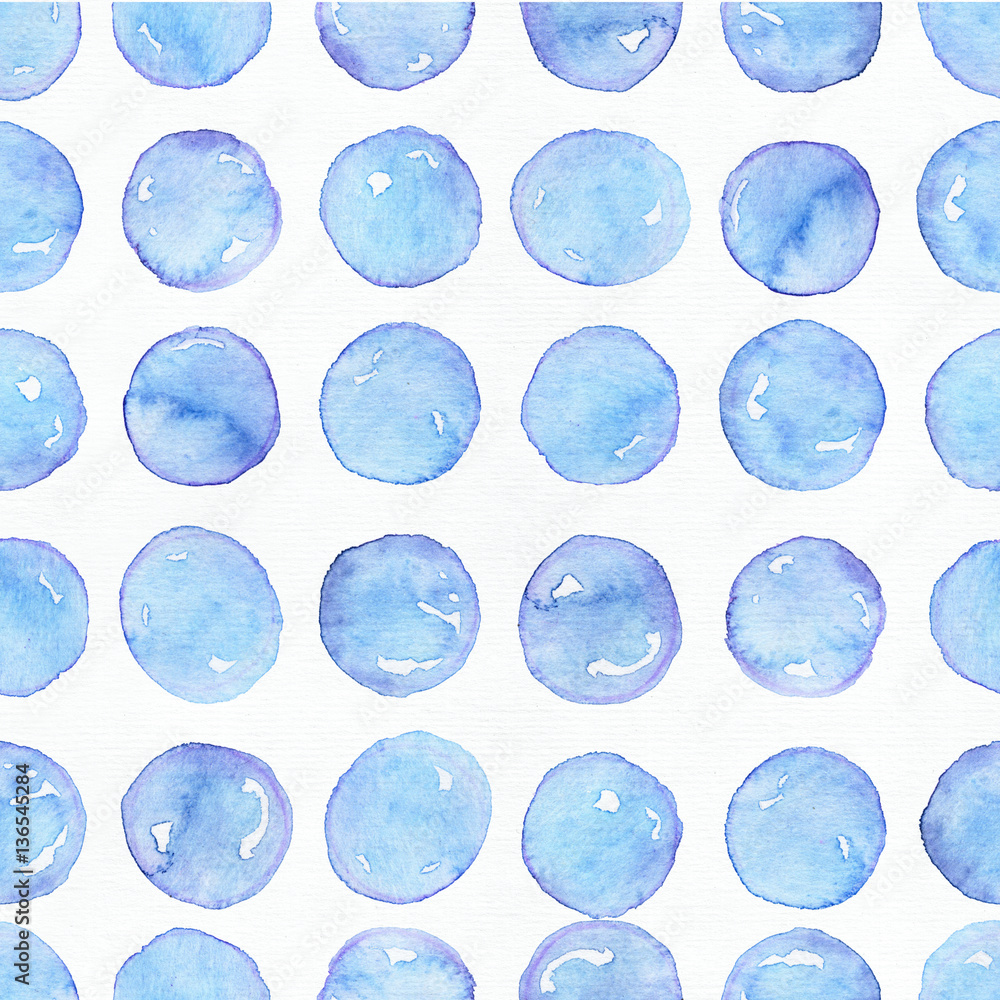 Large seamless raster texture with blue circles in rows in solid design ...
