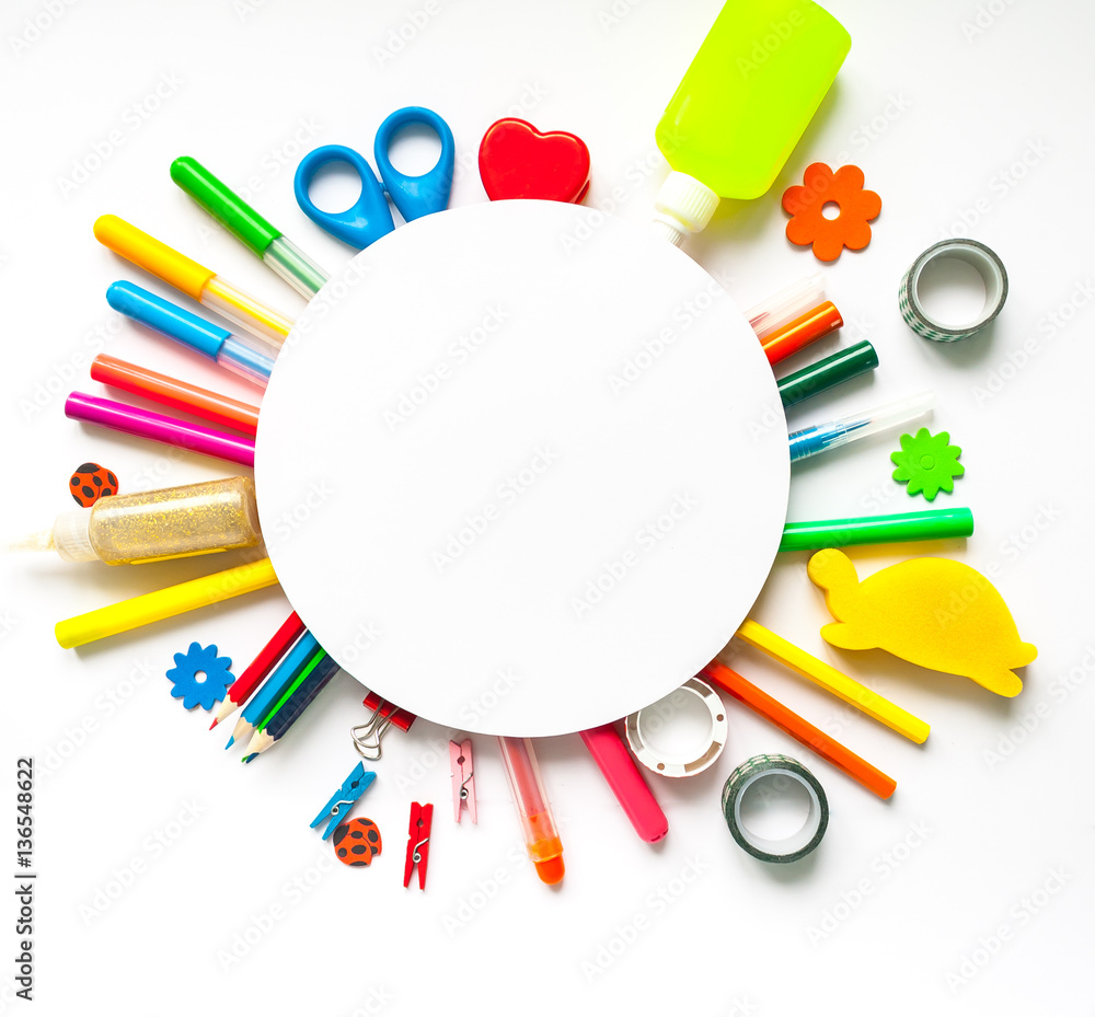 Round frame. Stationery on the white background. Stock Photo | Adobe Stock