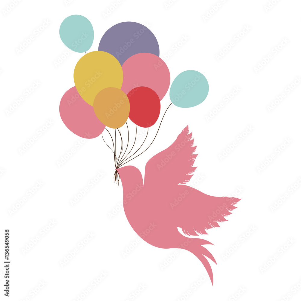 birds with balloons icon image design, vector illustration Stock Vector ...
