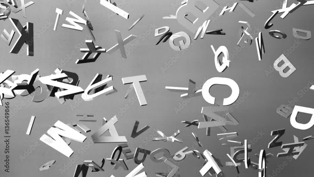 White Alphabets On White Background. Loop able 3DCG render Animation ...