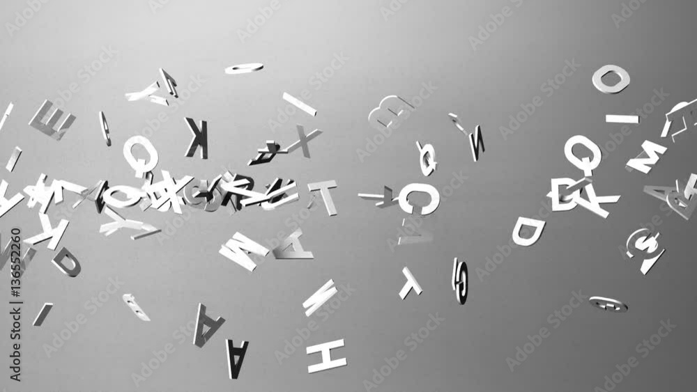 White Alphabets On White Background. Loop able 3DCG render Animation ...