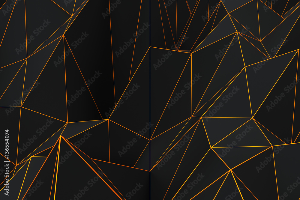 Dark low poly displaced surface with glowing connecting lines Stock ...