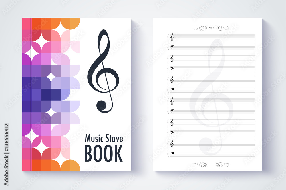 Music stave template, Blank stave note paper. Blank music note p Stock ...
