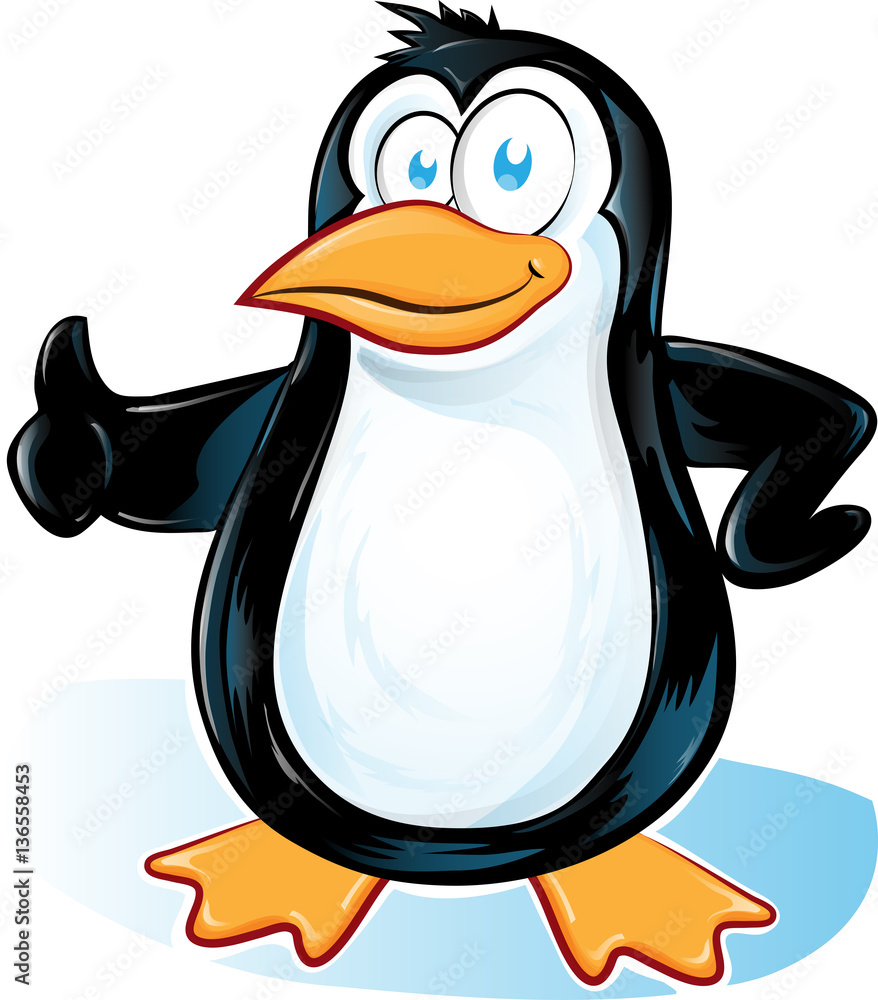 pinguin cartoon on white background Stock Vector | Adobe Stock