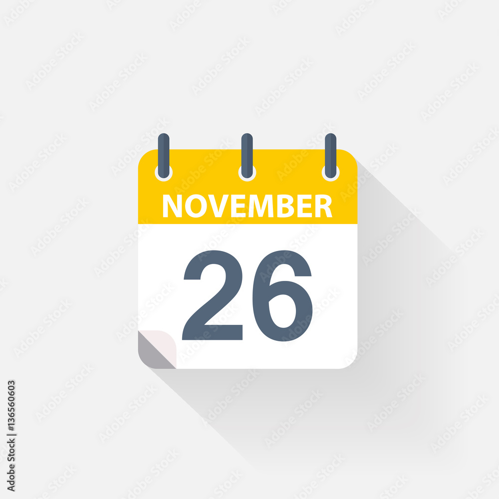26 november calendar icon Stock Vector | Adobe Stock