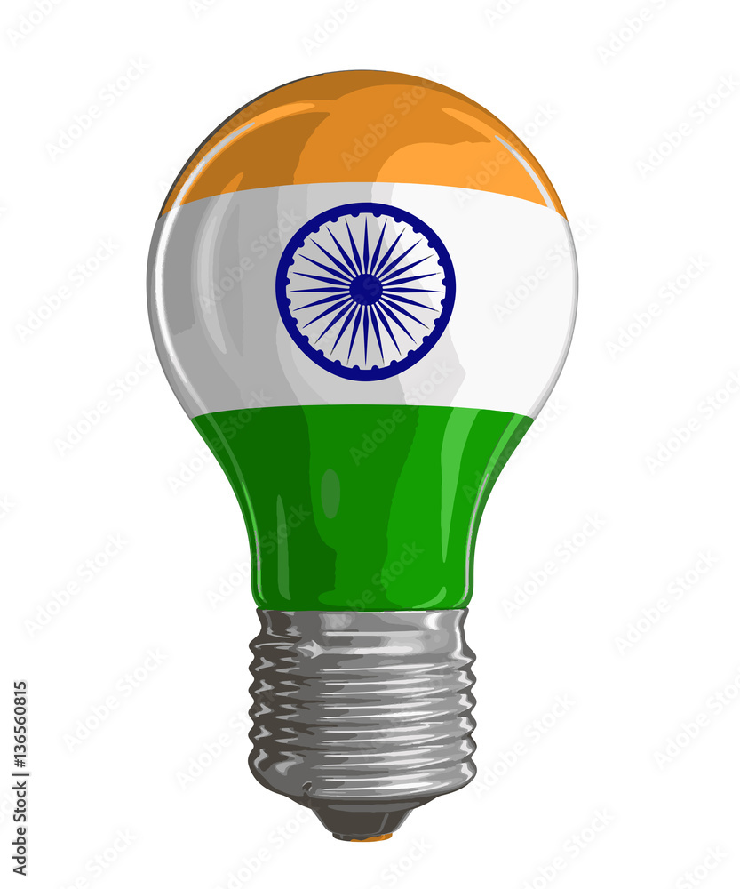Light bulb with Indian flag. Image with clipping path Stock Vector ...