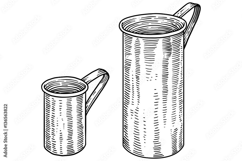 Measuring cup illustration, drawing, engraving, line art Stock Vector ...