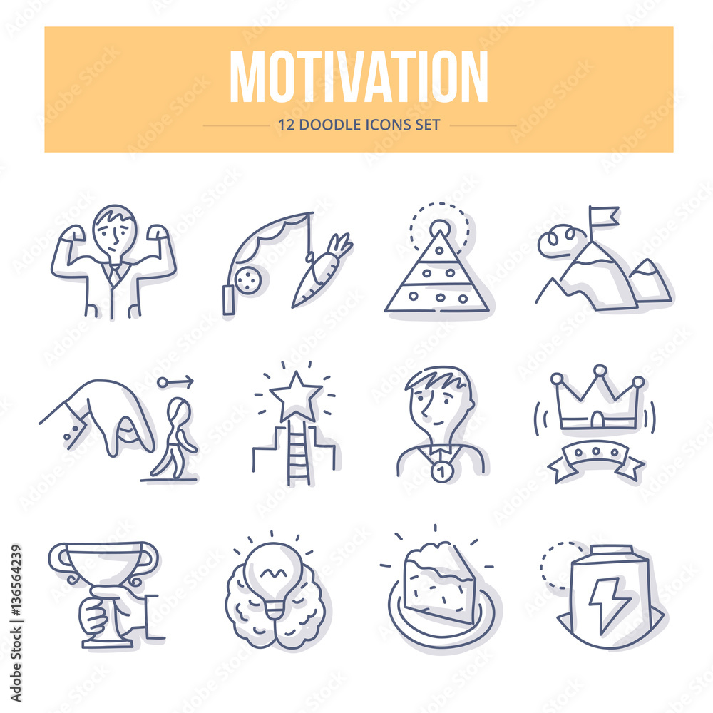 Motivation Doodle Icons Stock Vector | Adobe Stock