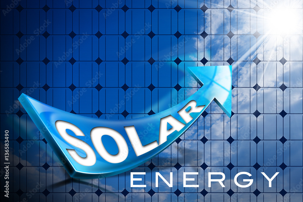 Solar Energy - Blue Arrow and Solar Panel Stock Illustration | Adobe Stock