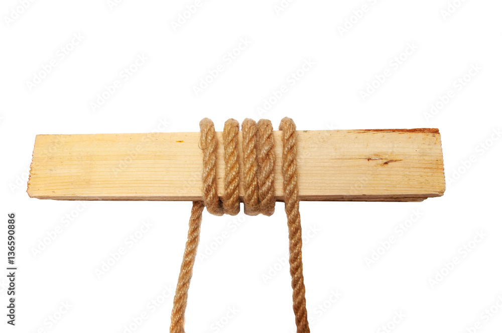 boards bound with a rope. isolated on white. horizontally. Stock Photo ...