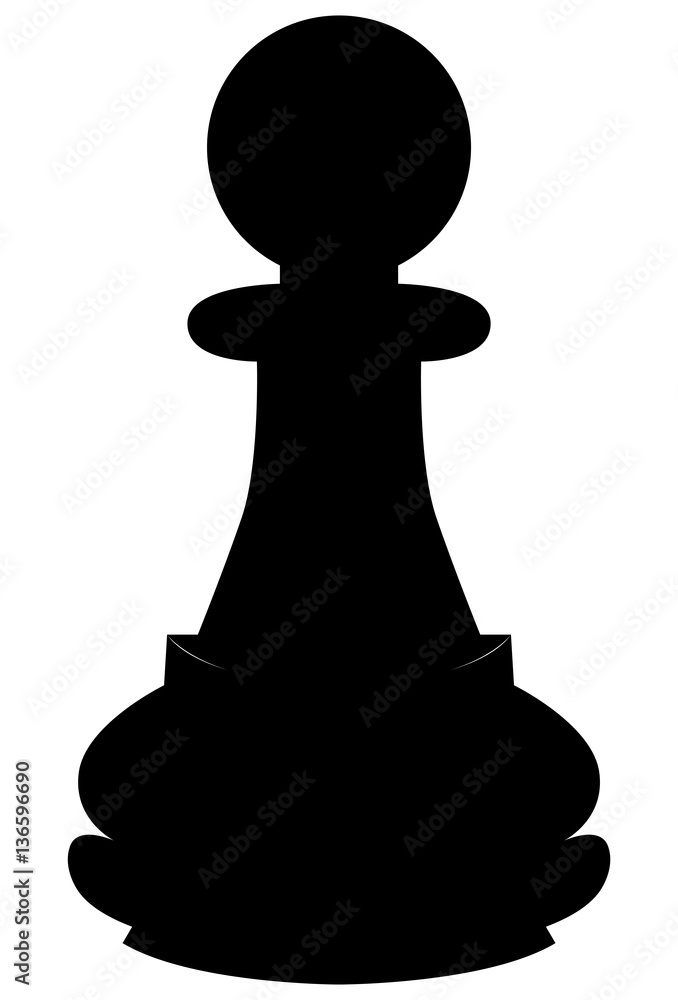 Isolated pawn piece silhouette on a white background, Vector ...