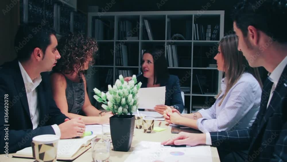 Teamwork clapping to leader woman by business success sitting around of ...
