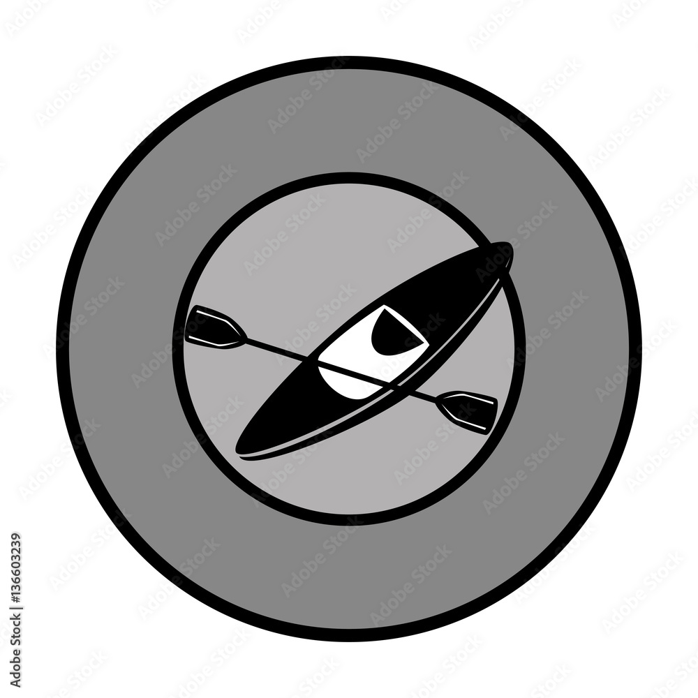 monochrome circular border with kayak sport vector illustration Stock ...